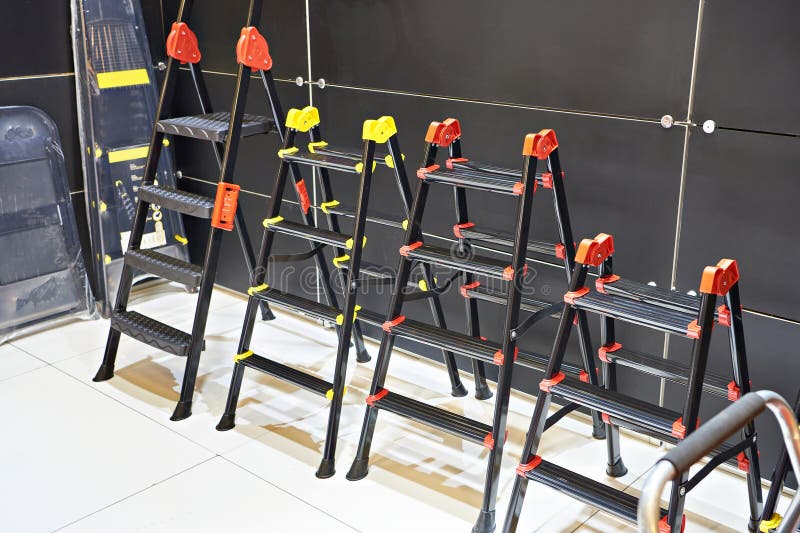 Construction Folding Ladders Stock Image - Image of high, ladders ...