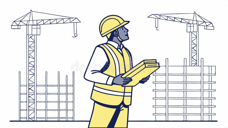 Construction Foreman with Clipboard, Site Management Vector. Vector ...