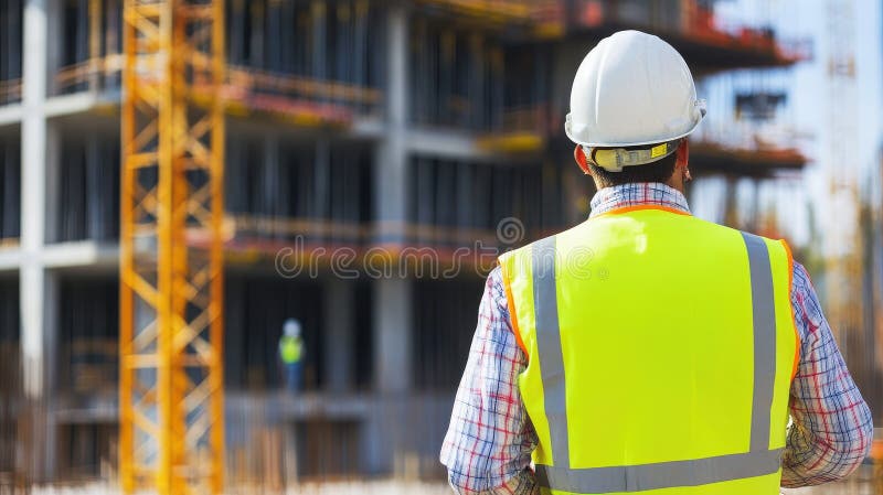 Construction Foreman Inspects Site Progress Ensuring Safety and ...
