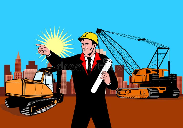 Construction Worker Pointing Stock Illustrations – 990 Construction ...