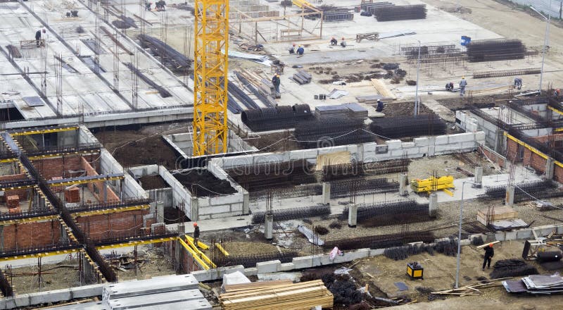 Construction of the Foundation of the Building Stock Image - Image of ...