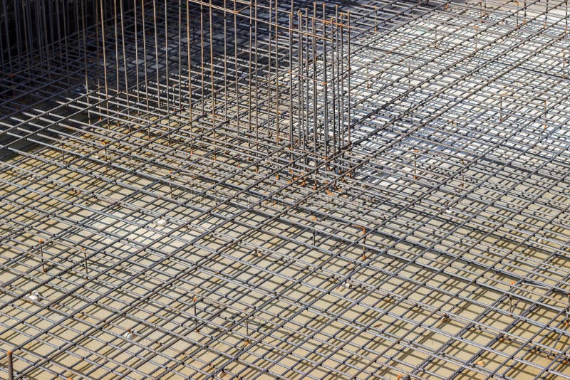 Construction Foundation with Rebar and Cement Stock Image - Image of ...