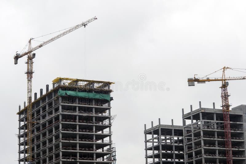 Construction of the Frame of High-rise Buildings Against the Overcast ...