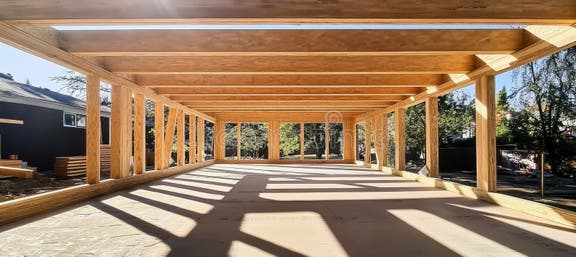 Construction Frame of a New Residential House Timber Framework with ...