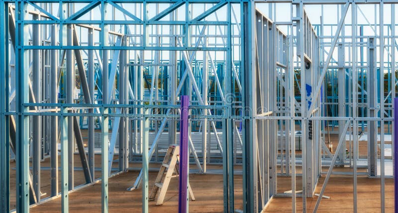 Construction Framework for House in Morning Light Stock Image - Image ...