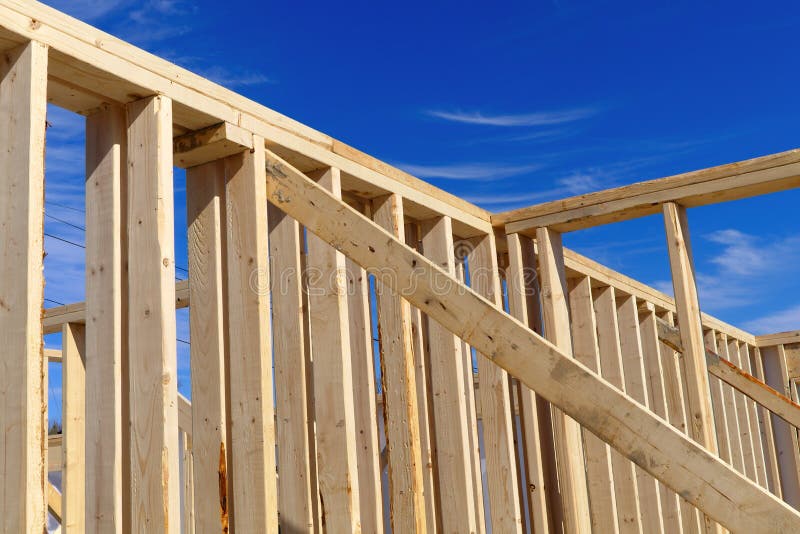 Construction Framework House Wood Beams Structure Stock Image - Image ...