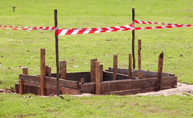 Construction on Garden Grass Field Stock Image - Image of large ...