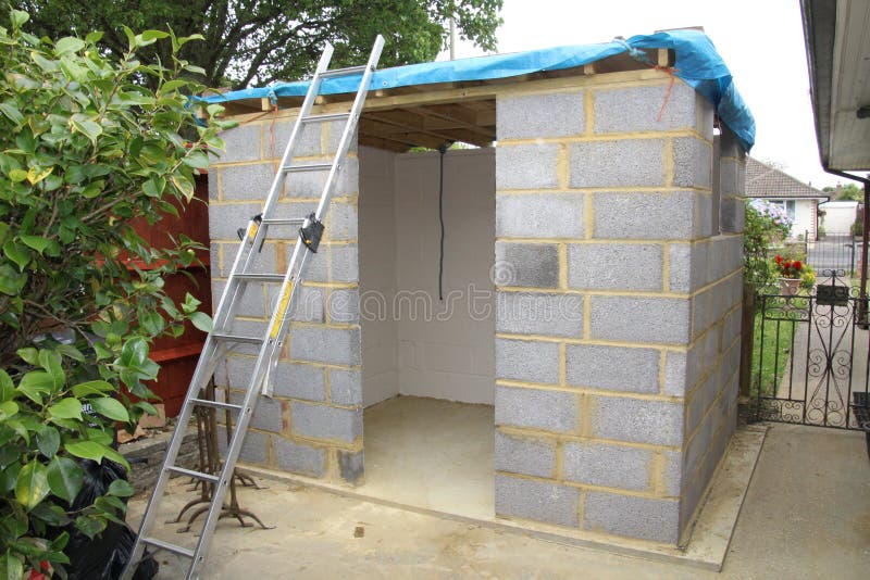 Construction of a Garden Shed Stock Image - Image of blocks ...