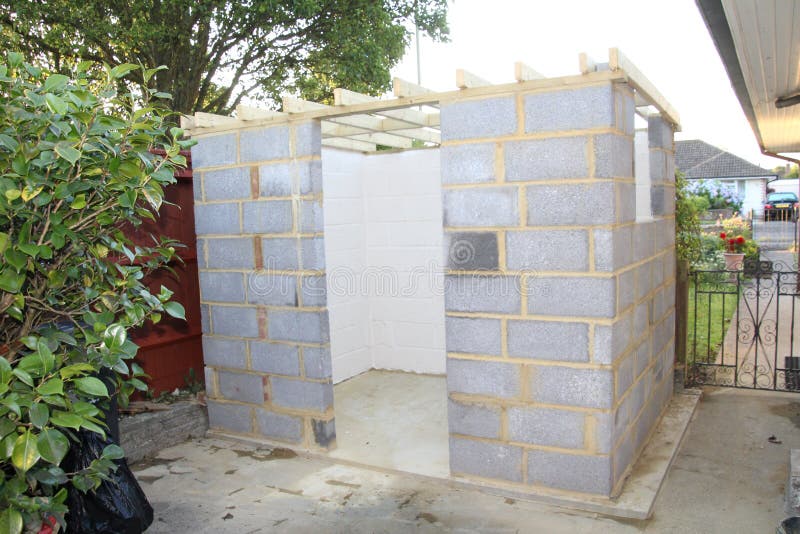 Construction of a Garden Shed Stock Photo - Image of brickwork, brick ...