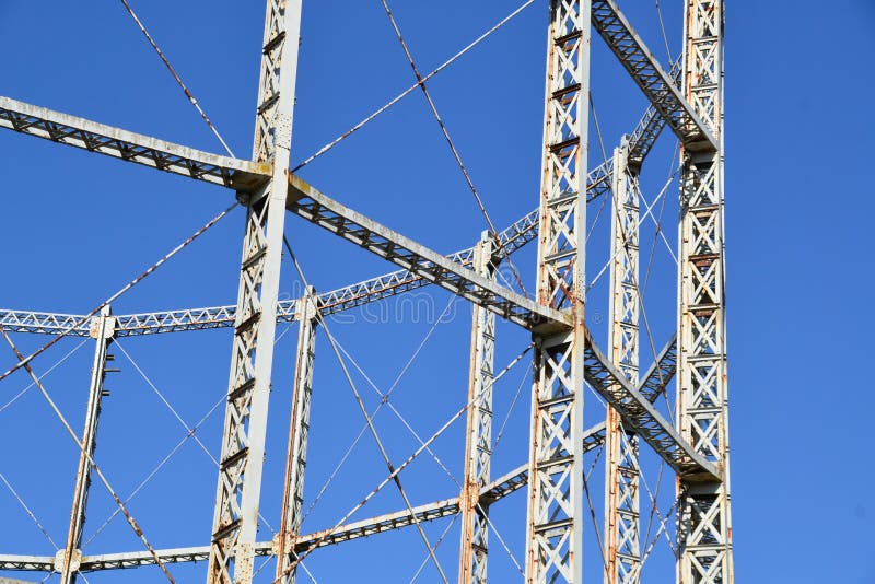 Construction of a Gas Holder Stock Image - Image of landmark ...