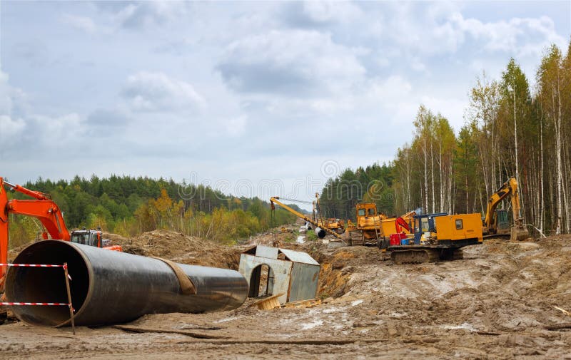 Construction of Gas Pipeline Stock Photo - Image of industry, delivery ...