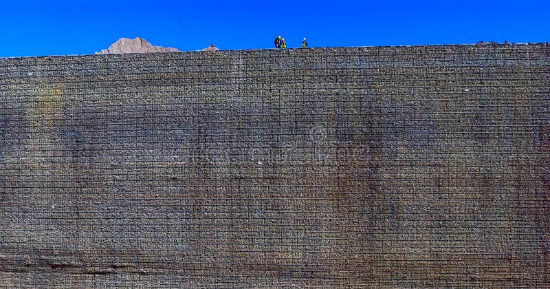 Construction of Geotrel Barriers To Contain Snow Avalanches Stock Photo ...