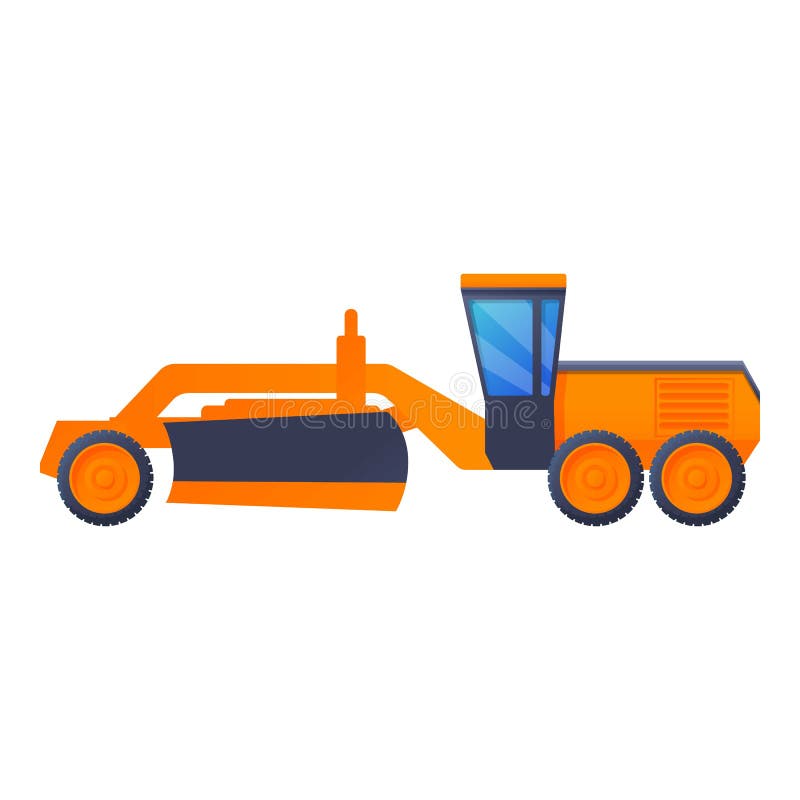 Road Grader Machine Icon, Cartoon Style Stock Vector - Illustration of ...