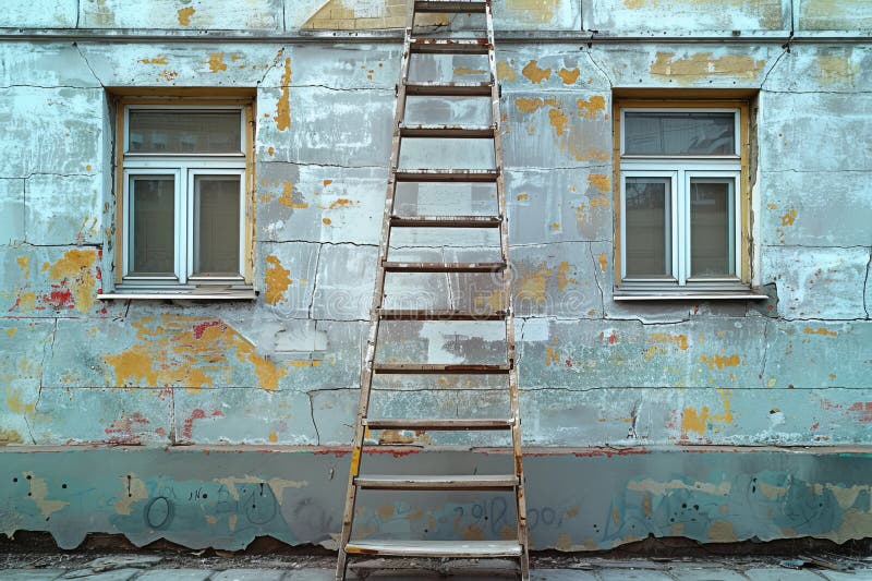 Construction Halt Building Ladder at a Residential Site during House ...