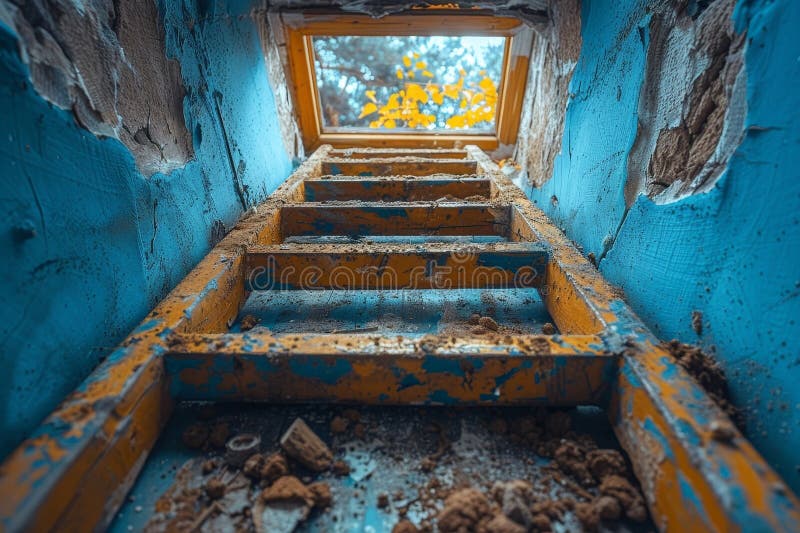 Construction Halted on the House Site with a Building Ladder Left ...