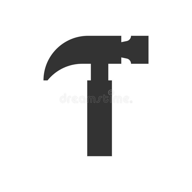 Construction Hammer Icon Line Isolated on White Background. Black Flat ...
