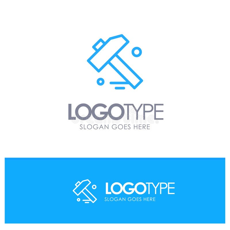 Construction, Hammer, Tool Blue OutLine Logo with Place for Tagline ...