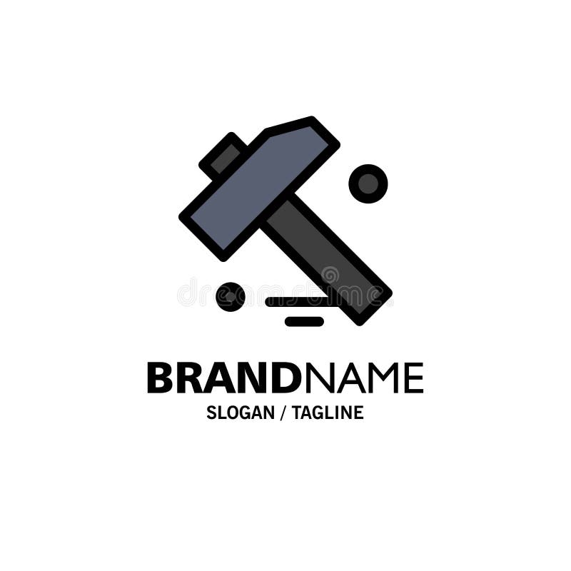 Construction, Hammer, Tool Business Logo Template. Flat Color Stock ...