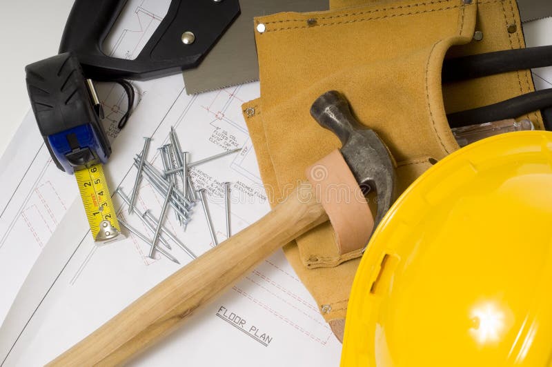 Construction or Handy Man Objects Stock Photo - Image of color, wooden ...