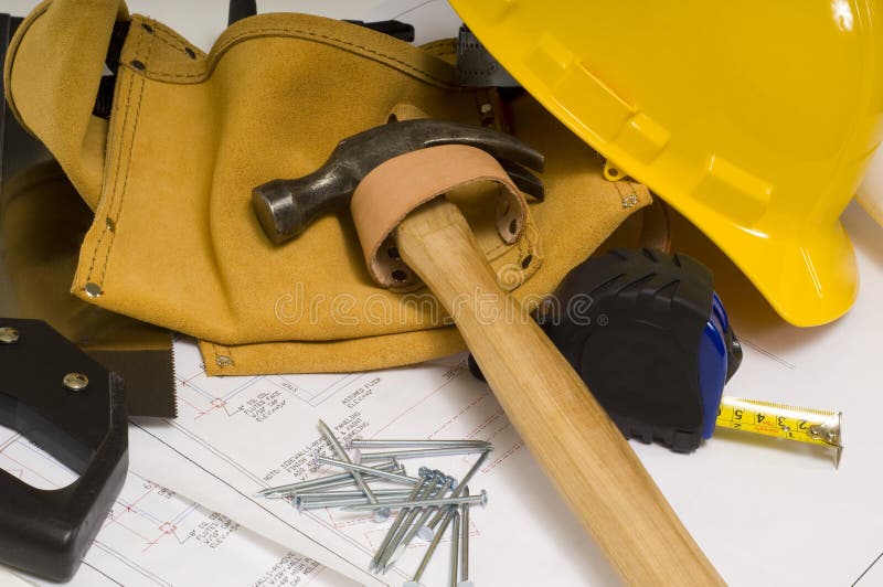 Construction or Handy Man Objects Stock Photo - Image of color, wooden ...