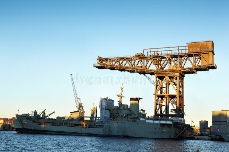 Construction on harbour editorial photography. Image of structure ...