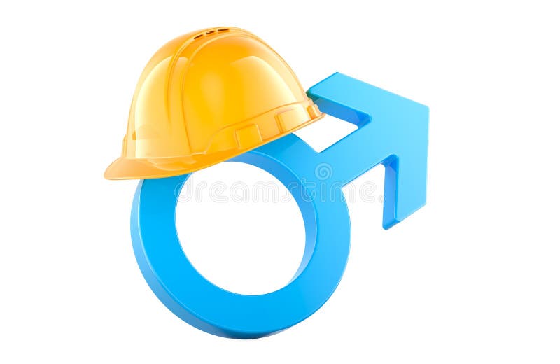 Construction Hard Hat with Male Gender Symbol, 3D Rendering Stock ...