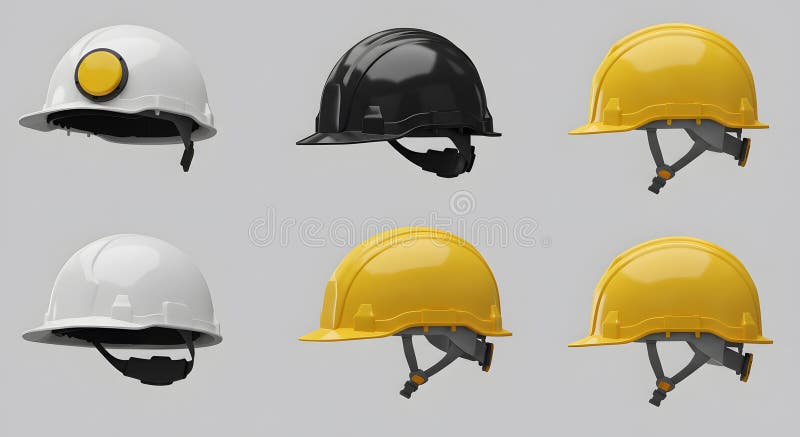 Construction Hard Hats in Various Colors Stock Illustration ...