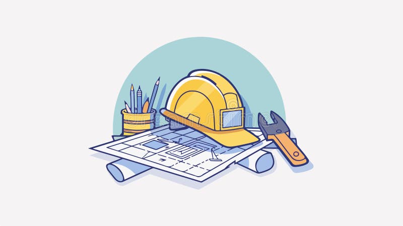 Construction Hat and Blueprint Icon for Architectural Design Projects ... Construction Hat and Blueprint Icon for Architectural Design Projects ...