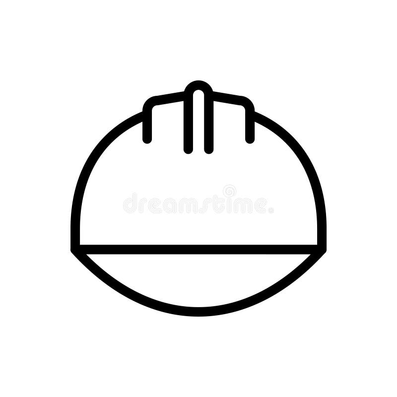 Construction Hat Icon Line Isolated on White Background. Black Flat ...