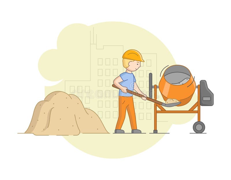 Construction, Heavy Labor Works Concept. Worker in Protective Uniform ...