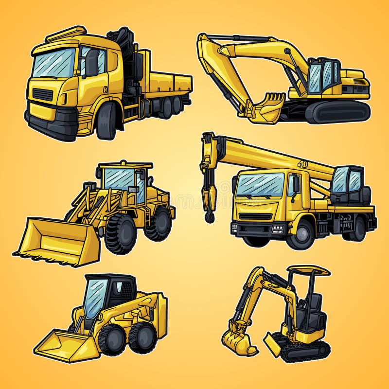 Construction Heavy Vehicles Pack Illustration 01 Stock Vector ...