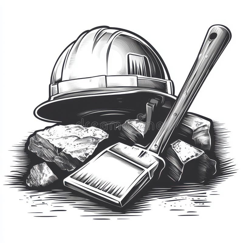Construction Helmet Brush Rocks Hard Work Building Stock Illustration ...