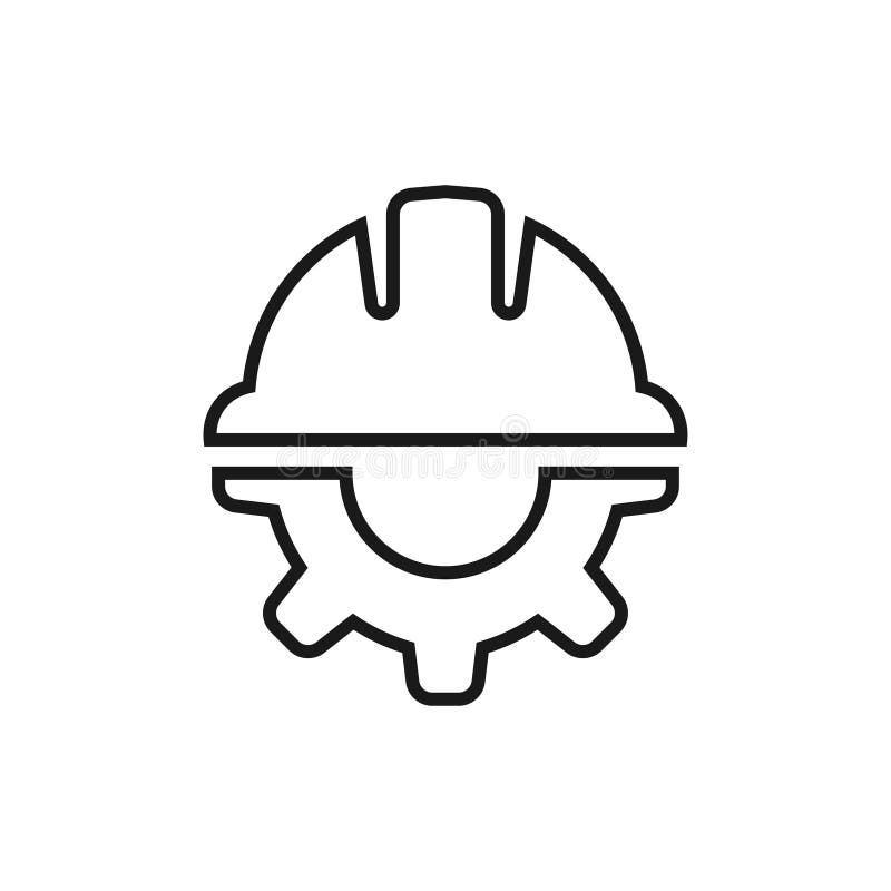 Construction Helmet on the Gear, Icon, Safety First Icon. Stock Vector ...