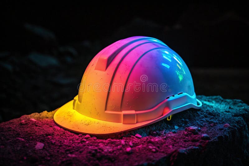 Construction Helmet Glowing in Neon Colors - Generated by Ai Stock ...