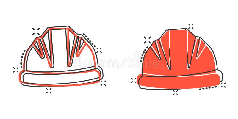 Construction Helmet Icon in Comic Style. Safety Cap Cartoon Vector ...