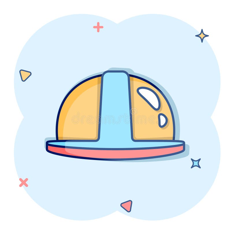 Construction Helmet Icon in Comic Style. Safety Cap Cartoon Vector ...