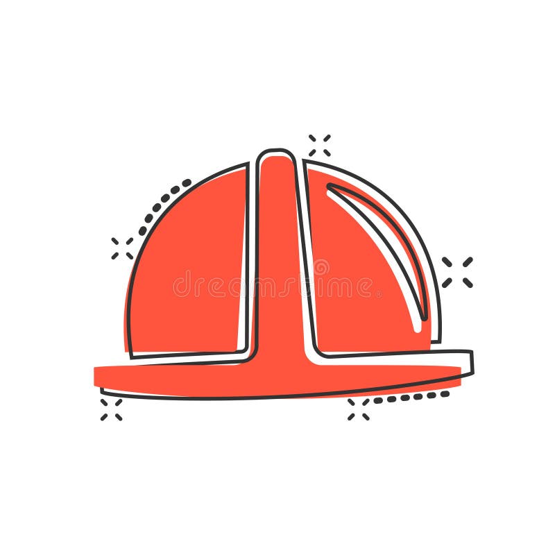 Construction Helmet Icon in Comic Style. Safety Cap Cartoon Vector ...