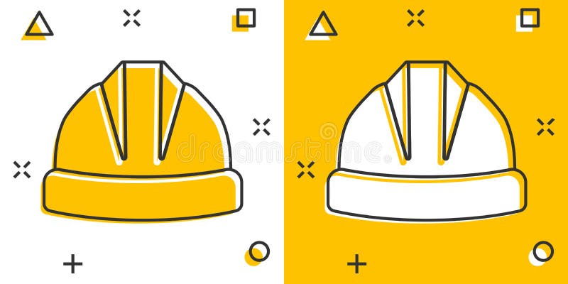 Construction Helmet Icon in Comic Style. Safety Cap Cartoon Vector ...