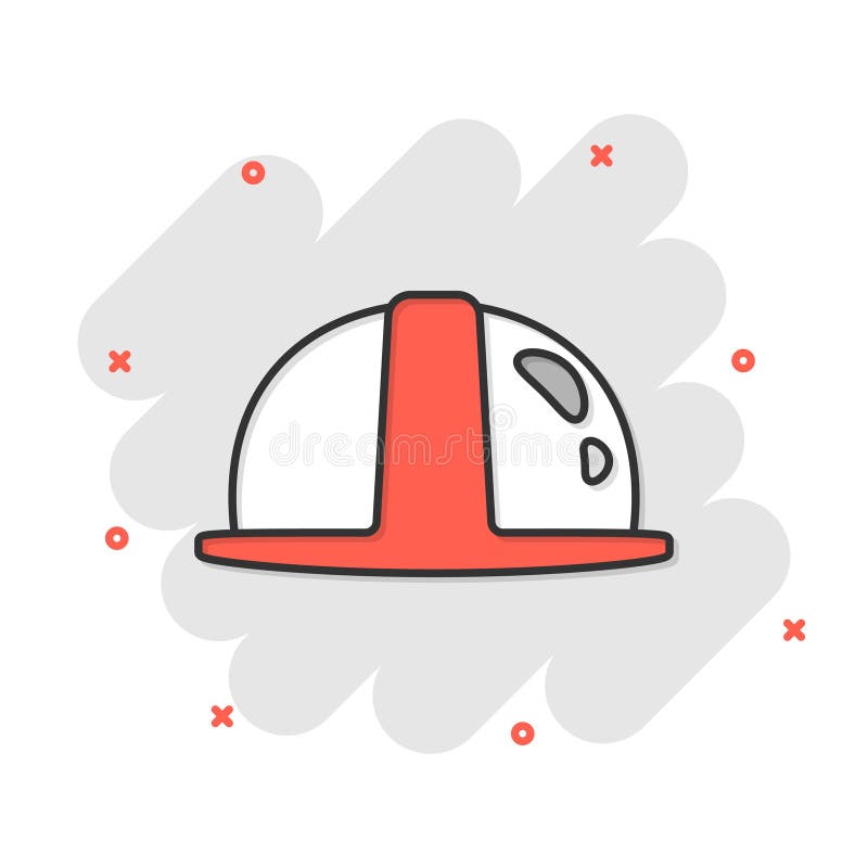 Construction Helmet Icon in Comic Style. Safety Cap Cartoon Vector ...