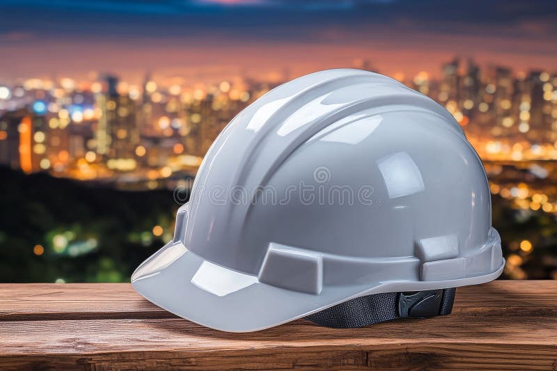 A Construction Helmet is Positioned in the Work Area, Set Against an ...