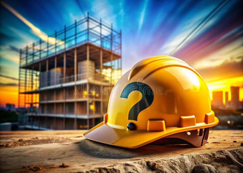 Construction Helmet with a Question Mark Exploring Uncertainty and ...