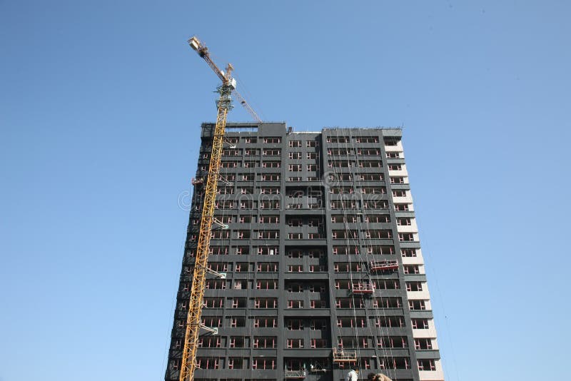 Construction of a High Building Stock Image - Image of blue, windows ...
