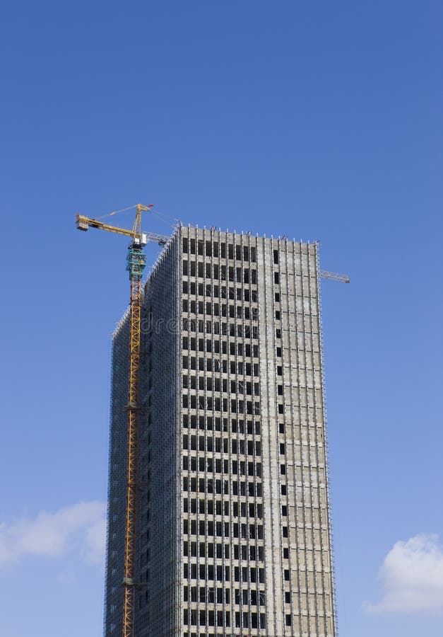 Construction of a High Building with Blue Sky Stock Image - Image of ...