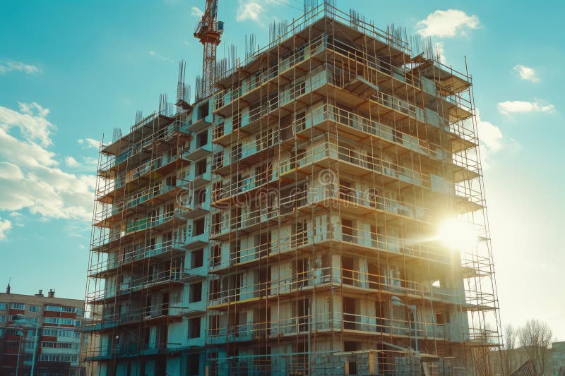 Construction of a High Multi-storey Modern House Stock Photo - Image of ...