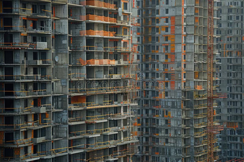 Construction of a High Multi-storey Modern House Stock Photo - Image of ...