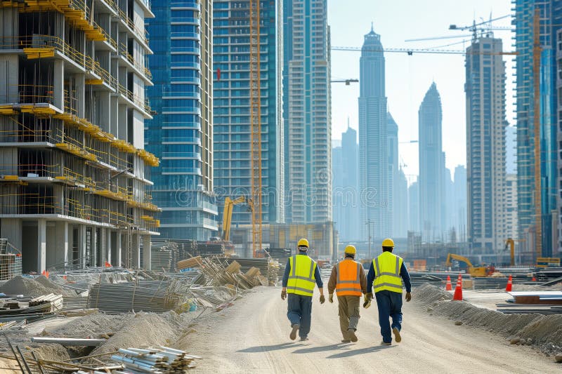 During Construction of High Rise Apartments, Builders Works on ...