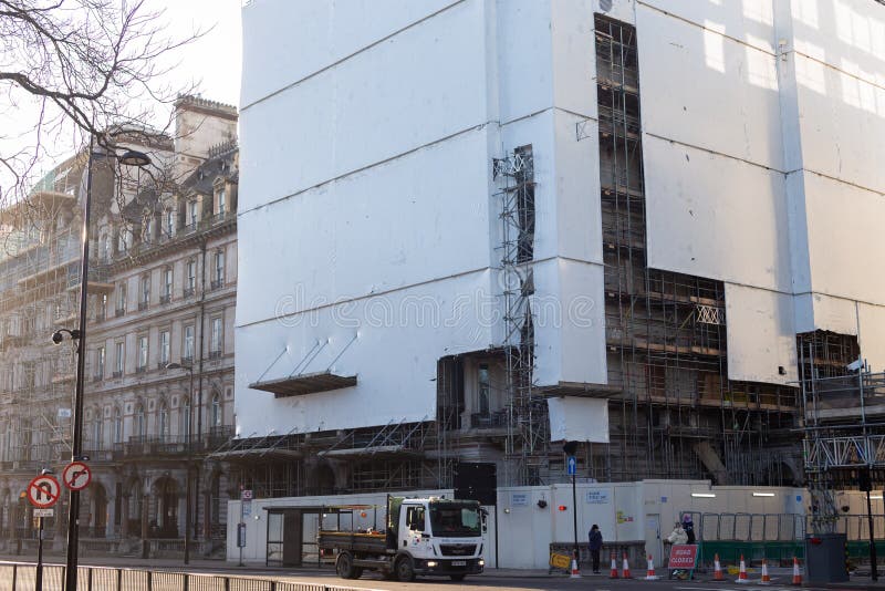 Construction of High-rise Building. Construction Covered Close from Eye ...