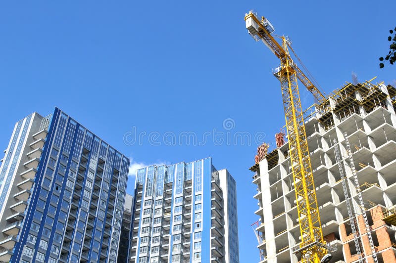 Construction of High-rise Building in Downtown Stock Photo - Image of ...