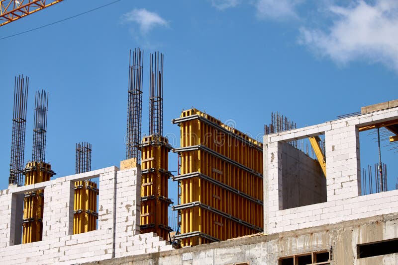 Construction of a High-rise Building, the Formation of Cement Supports ...