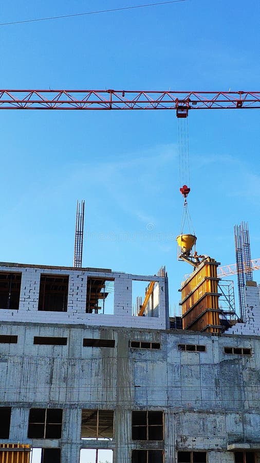 Construction of a High-rise Building, the Formation of Cement Supports ...